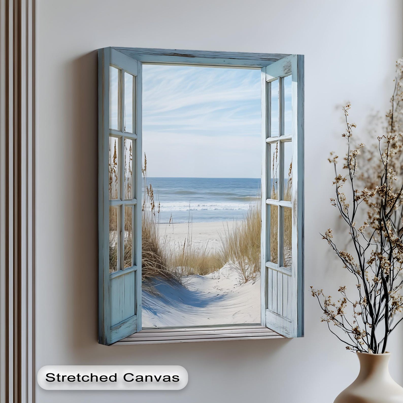 Beach View Canvas Print: Coastal Window Art, Seaside Decor - Etsy