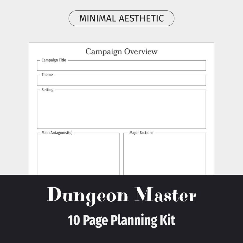 Minimalist Dungeon Master Kit Aesthetic DND Session Prep Print and ...