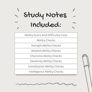 Dungeon Master Ability Checks Reference Guide - Study Notes Aesthetic ...