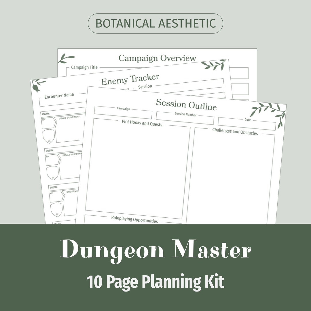 Dungeon Master Kit Botanical Aesthetic Dnd Session Prep Print and ...