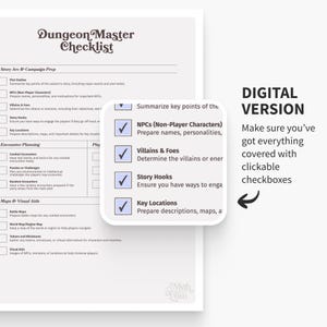 Myth & Lore’s Aesthetic Dungeon Master Checklist - Print and Digital ...