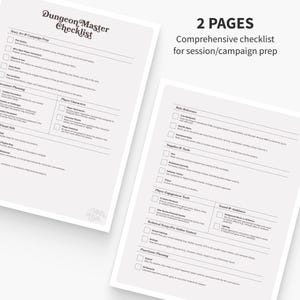 Myth & Lore’s Aesthetic Dungeon Master Checklist - Print and Digital ...