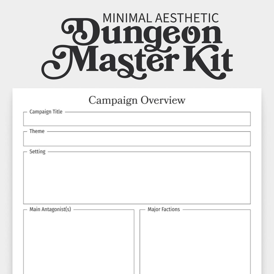 Minimalist Dungeon Master Kit - Aesthetic DND Session Prep - Print and ...