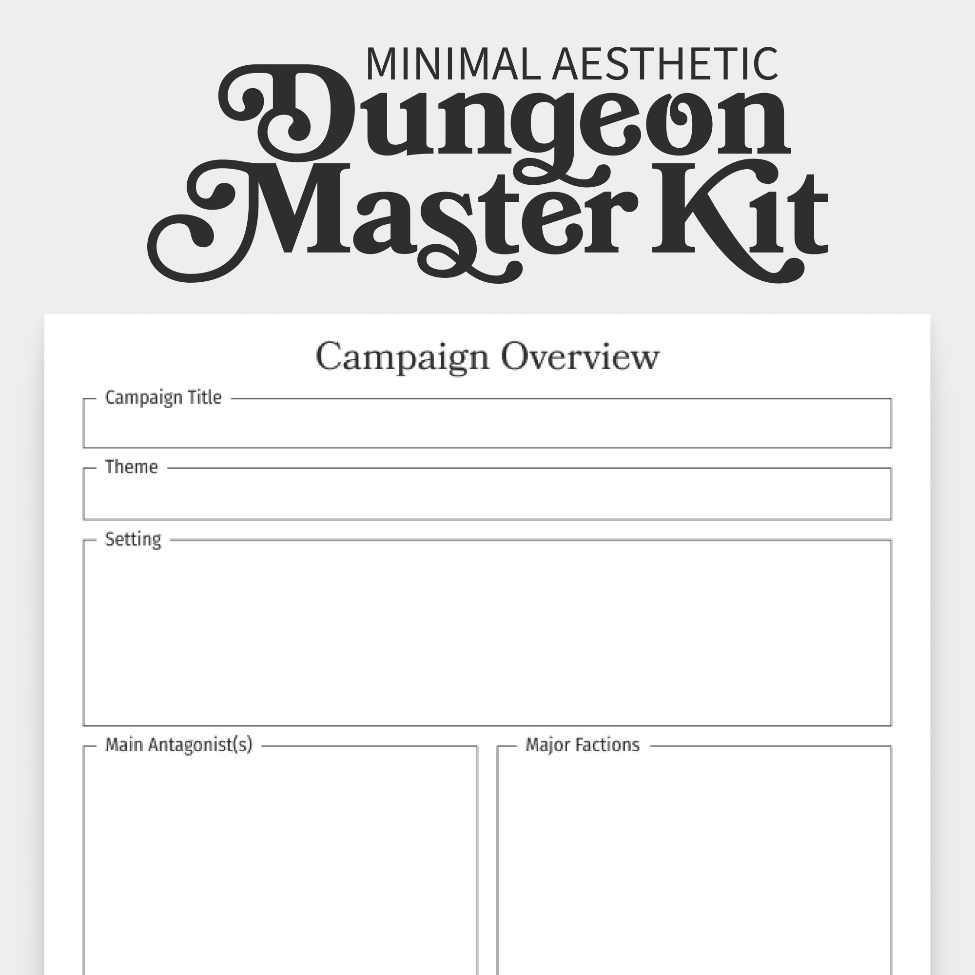 Minimalist Dungeon Master Kit: DND Session Prep (print & Digital) - Etsy