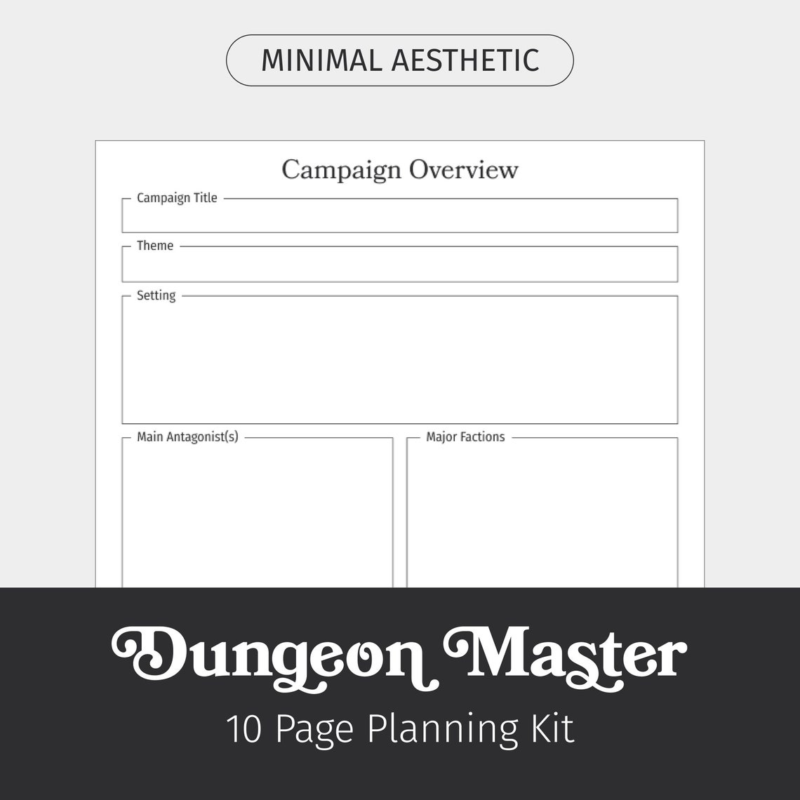 Minimalist Dungeon Master Kit: DND Session Prep (print & Digital) - Etsy
