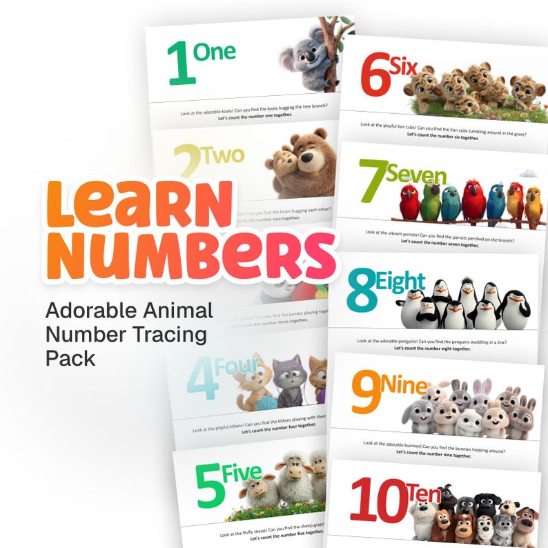 Kids Printable Number Tracing Worksheets 1–10 | Animal Counting ...