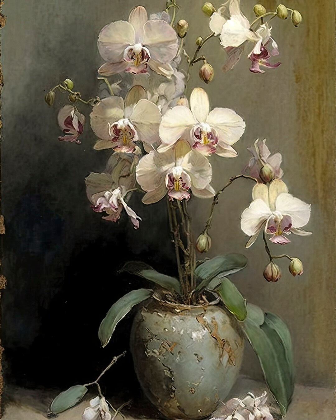Vintage Oil Painting Orchid Flower Print Botanical Wall Art - Etsy