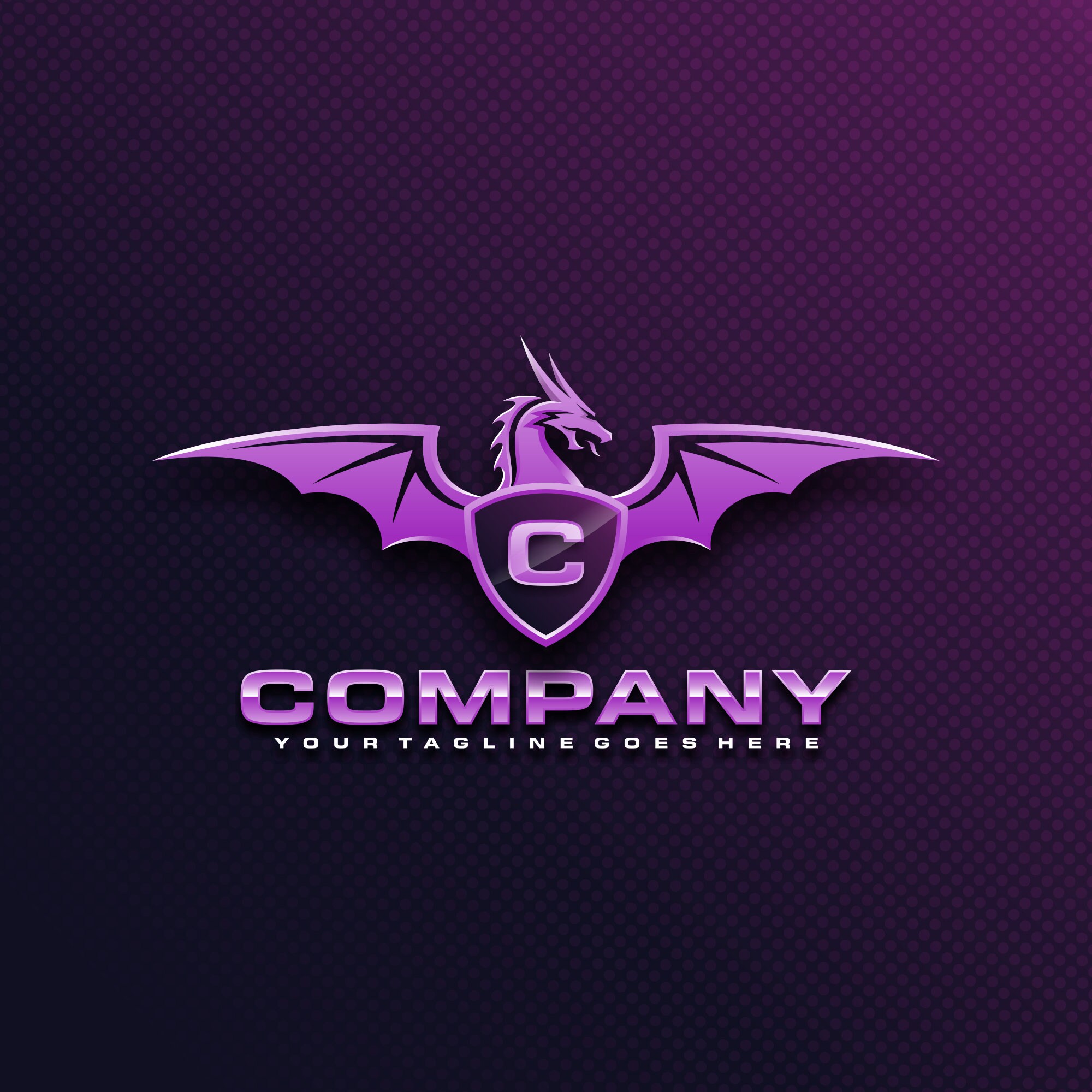 Dragon Logo - Blue Dragon Logo - Dragon Shield Logo - Illustration ...