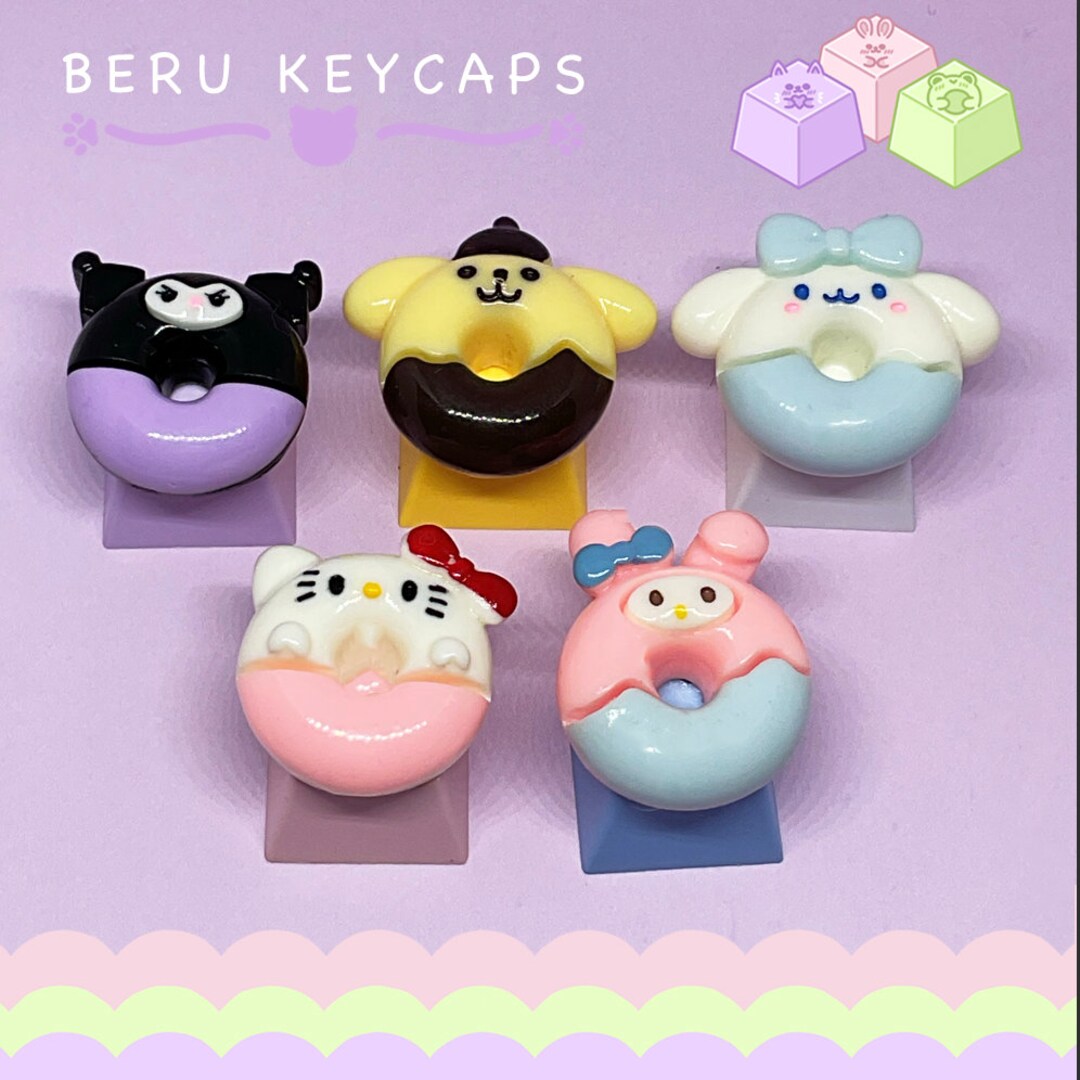 Custom Artisan Sanrio Donut Keycaps for Mechanical Keyboard Cute Keycap ...