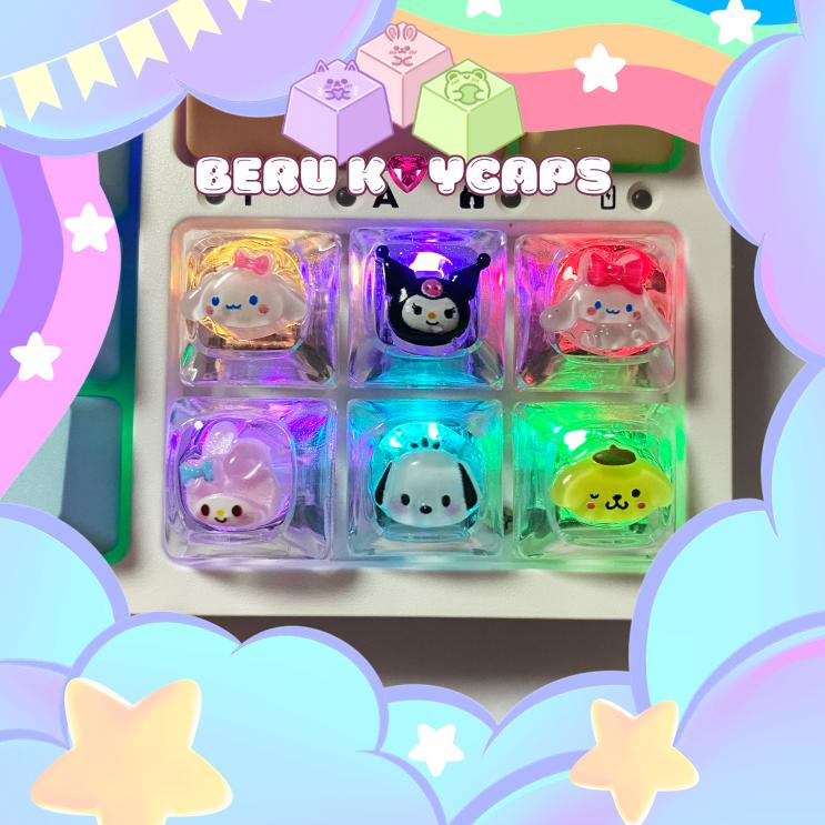 Custom Artisan Sanrio Keycaps Melody Kuromi Kerropi Cinnamoroll Pochaco ...