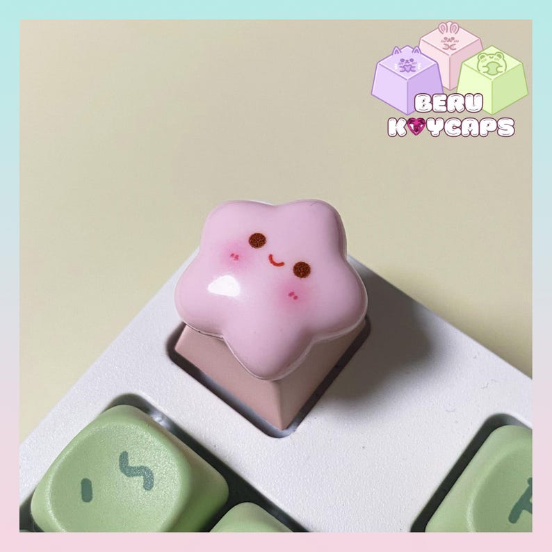 Custom Artisan Cute Face Star Keycaps for Mechanical Keyboard Cute ...