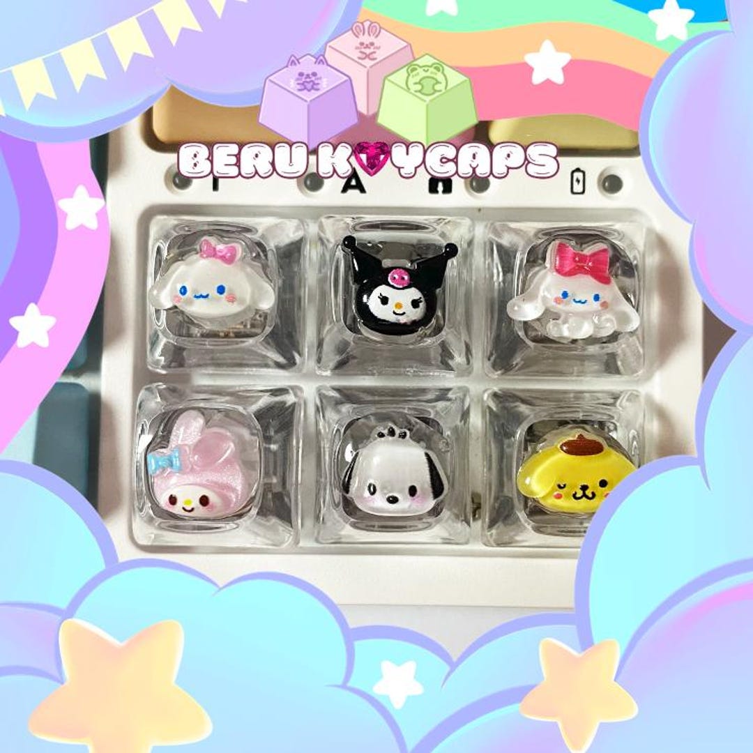 Custom Artisan Sanrio Keycaps Melody Kuromi Kerropi Cinnamoroll Pochaco ...