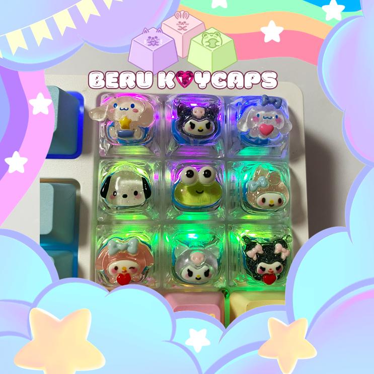 Custom Artisan Sanrio Keycaps Melody Kuromi Kerropi Cinnamoroll Pochaco ...