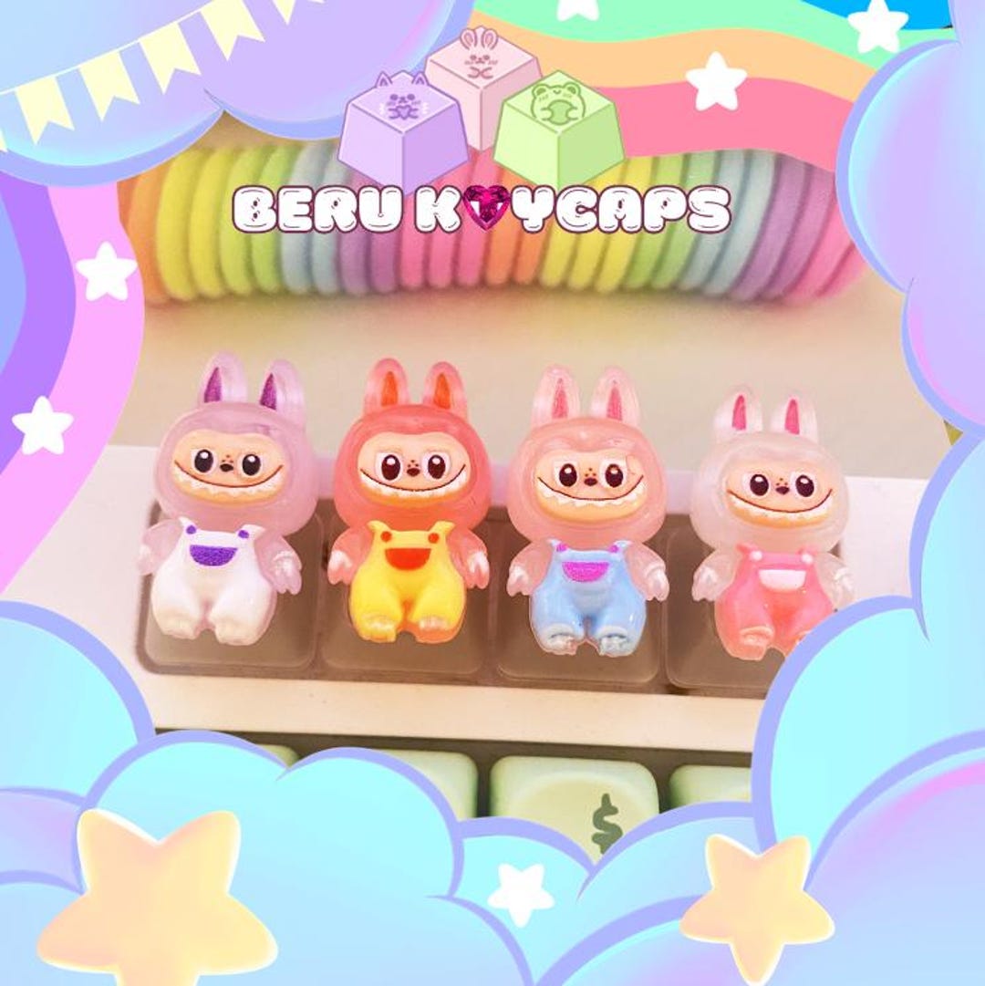 Custom Artisan Popmart Labubu Keycaps for Mechanical Keyboard Cute ...
