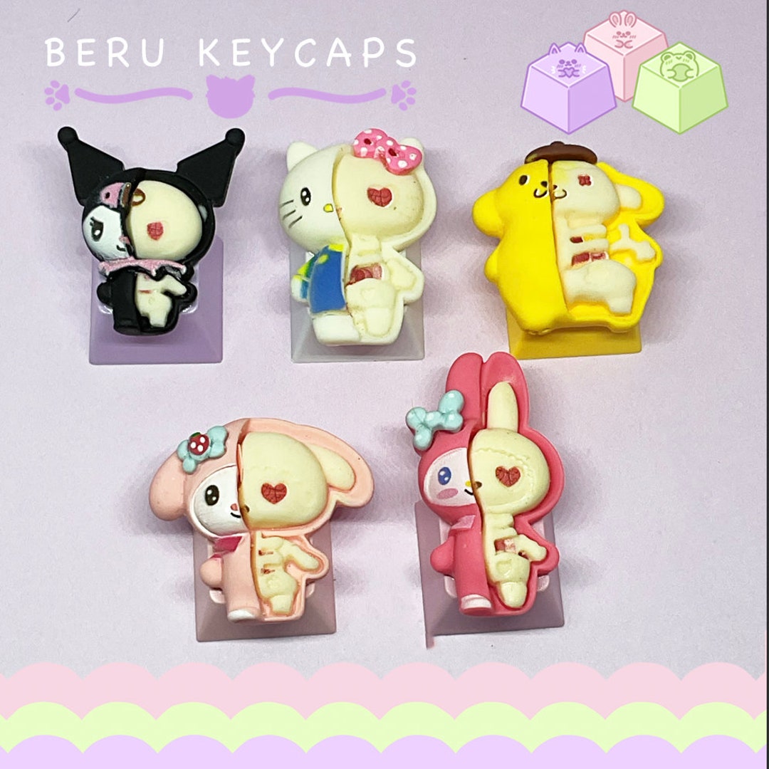 Custom Artisan Sanrio Skeleton Keycaps for Mechanical Keyboard Cute ...