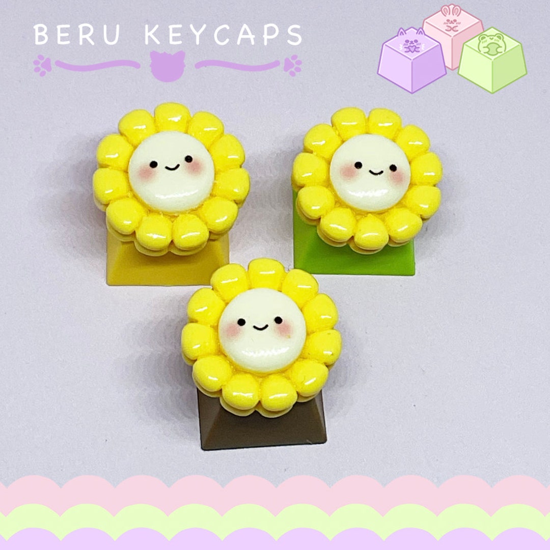 Custom Artisan Sunflower Keycaps for Mechanical Keyboard Cute Keycap ...