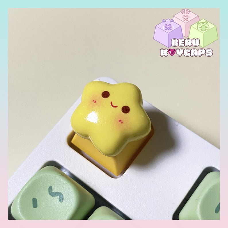 Custom Artisan Cute Face Star Keycaps for Mechanical Keyboard Cute ...