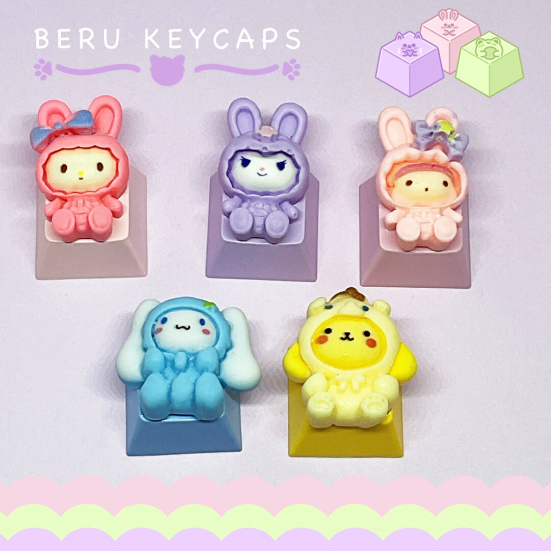 Custom Artisan Sanrio Bunnies Matte Keycaps for Mechanical Keyboard ...
