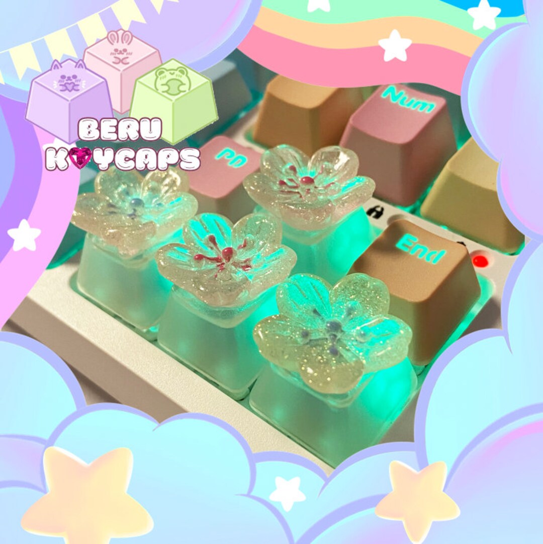 Custom Artisan Sakura Cherry Blossom Resin Keycaps for Mechanical ...