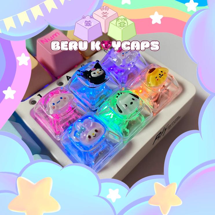 Custom Artisan Sanrio Keycaps Melody Kuromi Kerropi Cinnamoroll Pochaco ...