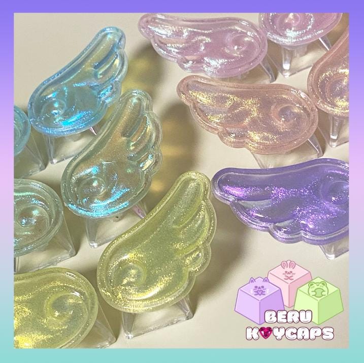 Custom Artisan Glittery Wings Keycaps for Keyboards - Etsy