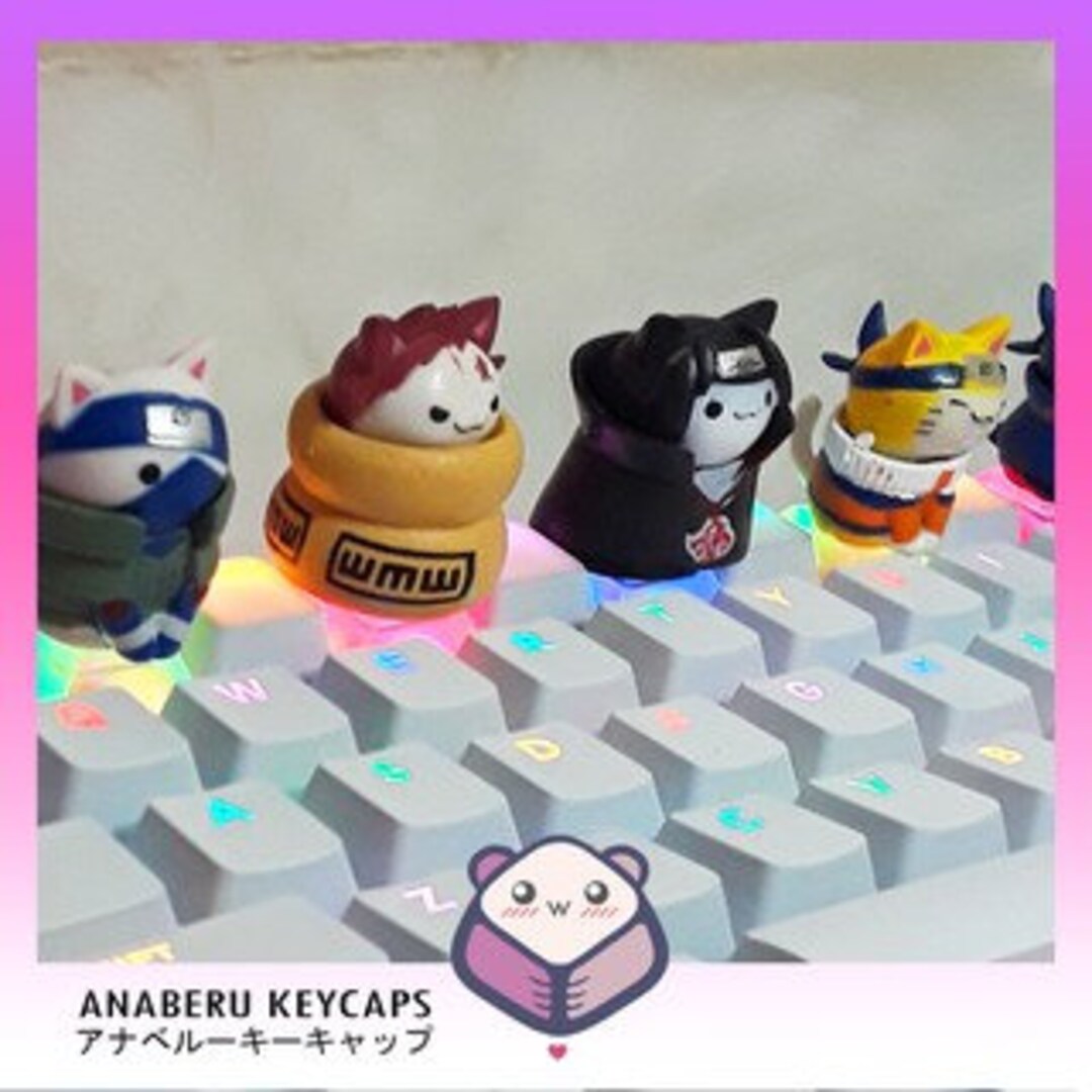Custom Artisan Naruto Cats Figurine Keycaps for Mechanical and Gaming ...