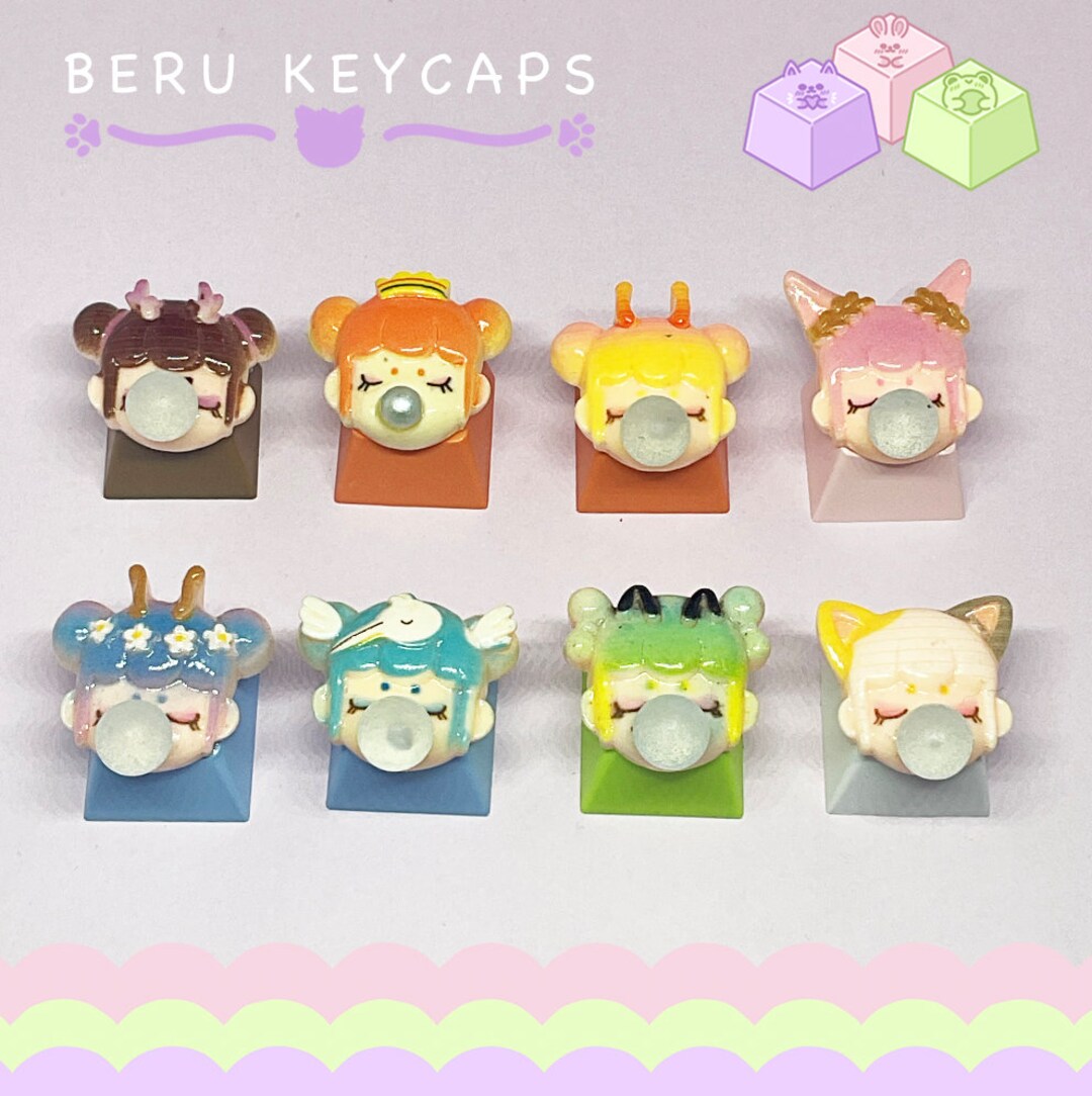 Custom Artisan Bubble Gum Girl Resin Keycaps for Mechanical Keyboard ...