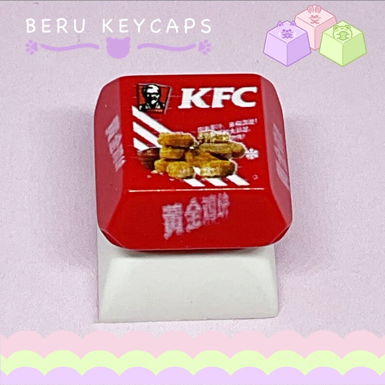 Custom Artisan Fast Food Flat Keycaps for Mechanical Keyboard Cute ...