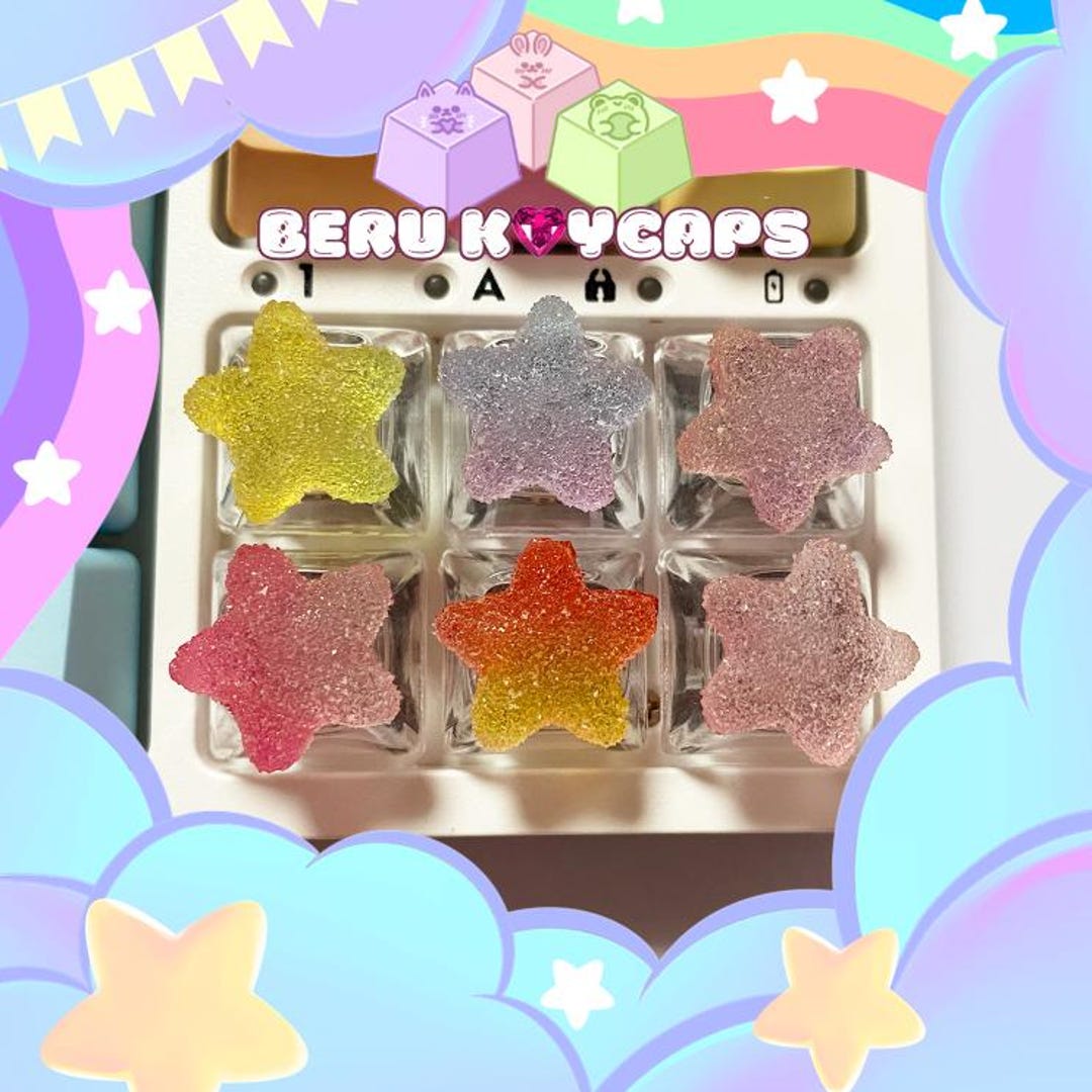 Custom Artisan Star Jelly Resin Keycaps for Mechanical Keyboard Cute ...
