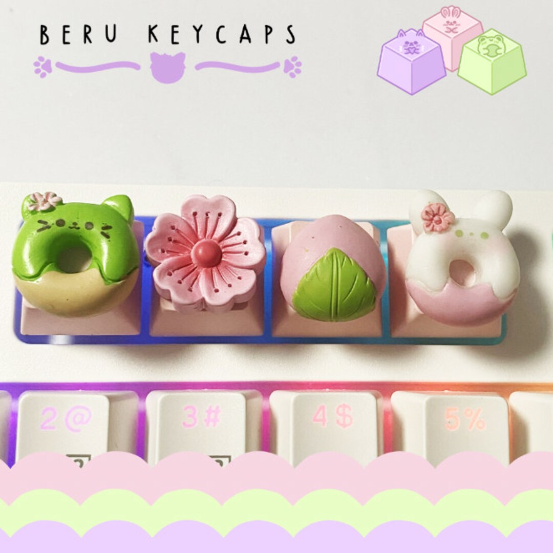 Custom Artisan Sakura Flower Keycaps for Mechanical Keyboard Cute ...
