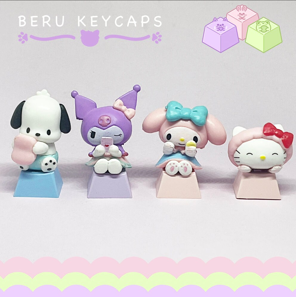 Custom Artisan Sanrio 3 Keycaps for Mechanical Keyboard Cute Keycap ...