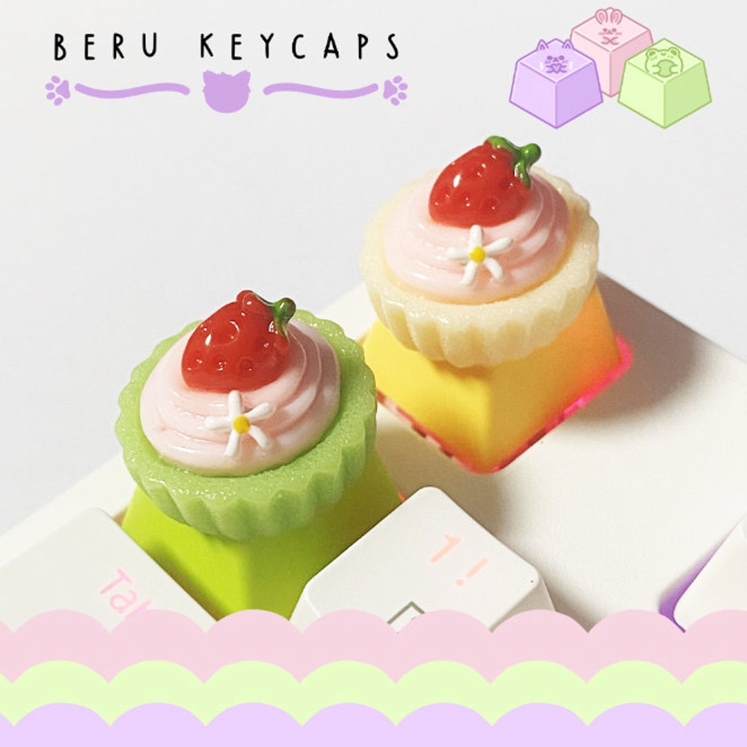 Custom Artisan Strawberry Pie Keycaps for Mechanical Keyboard Cute ...