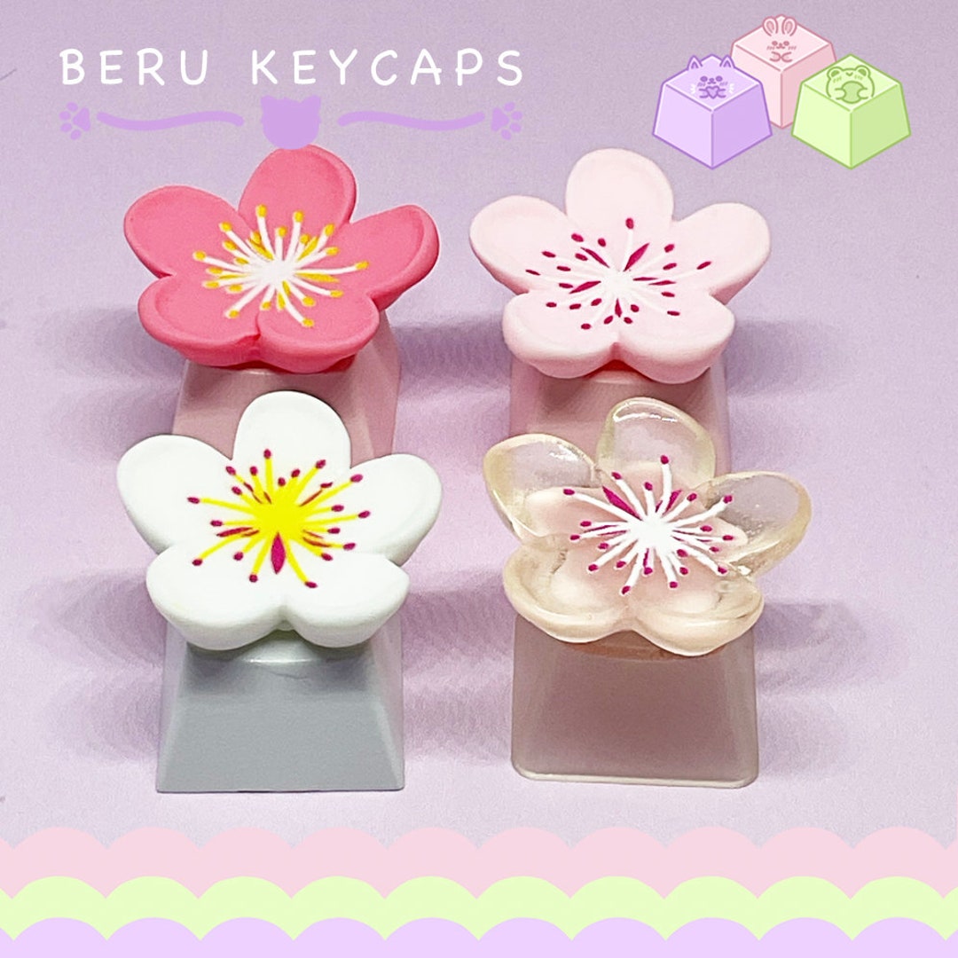 Custom Artisan Sakura Flower Keycaps for Mechanical Keyboard Cute ...