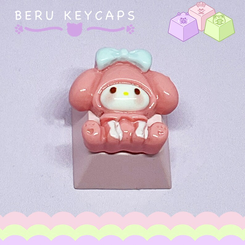 Custom Artisan Sanrio Melody Pink Keycaps for Mechanical Keyboard Cute ...