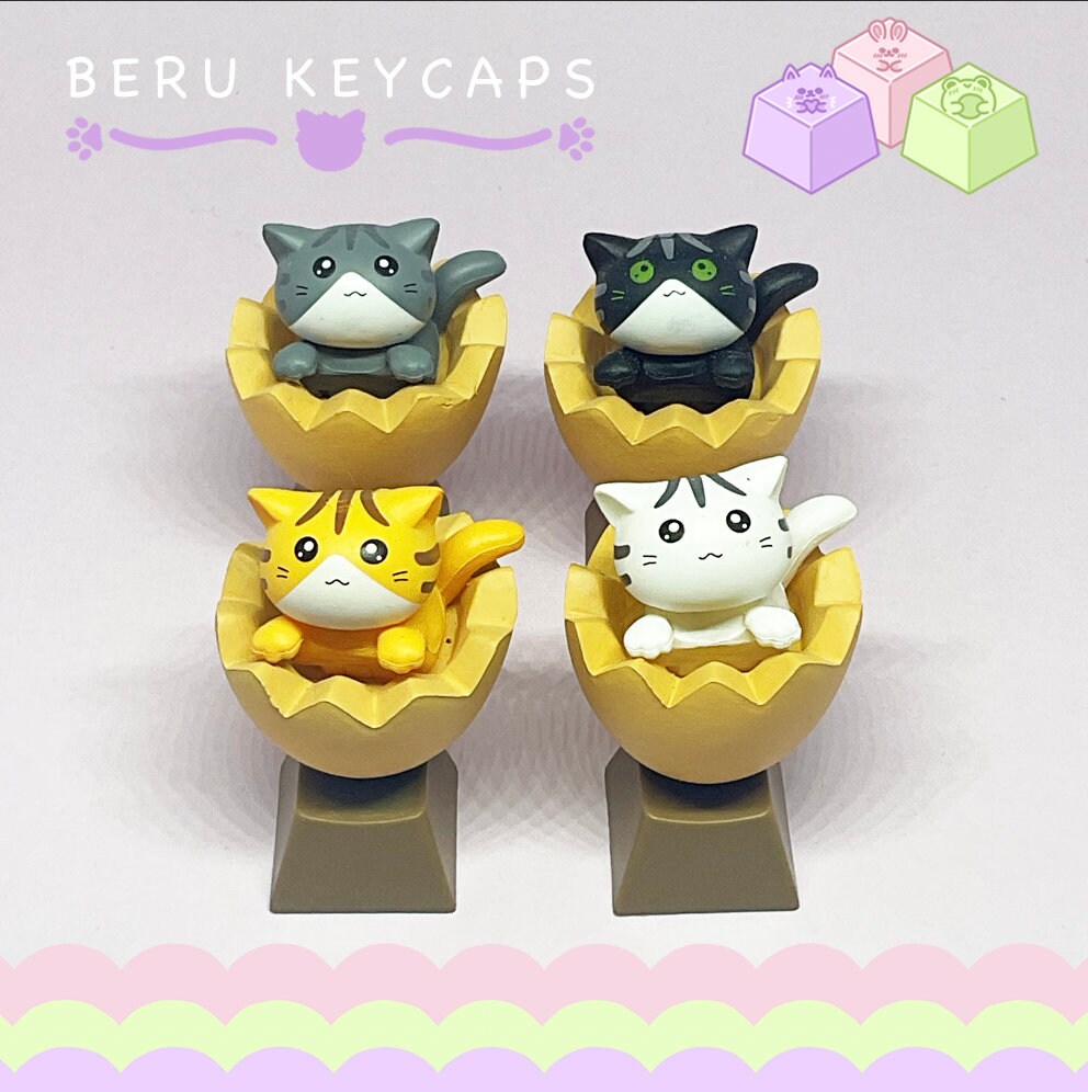 Custom Artisan Cats on Egg Brown Resin Keycaps for Mechanical Keyboard ...