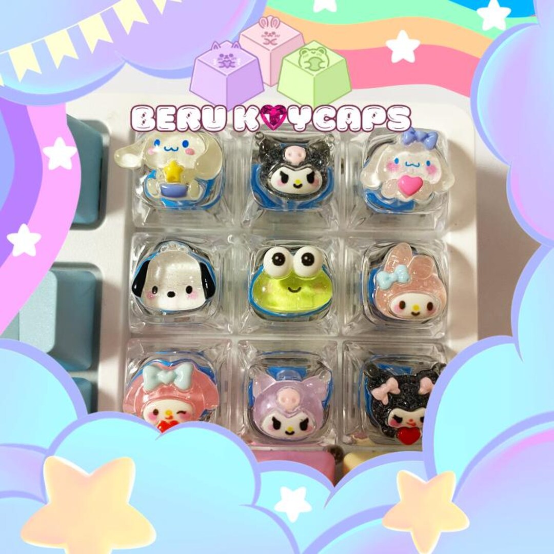 Custom Artisan Sanrio Keycaps Melody Kuromi Kerropi Cinnamoroll Pochaco ...