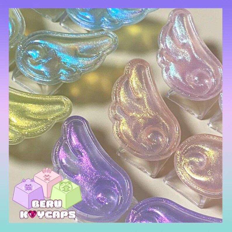 Custom Artisan Glittery Wings Keycaps for Keyboards - Etsy