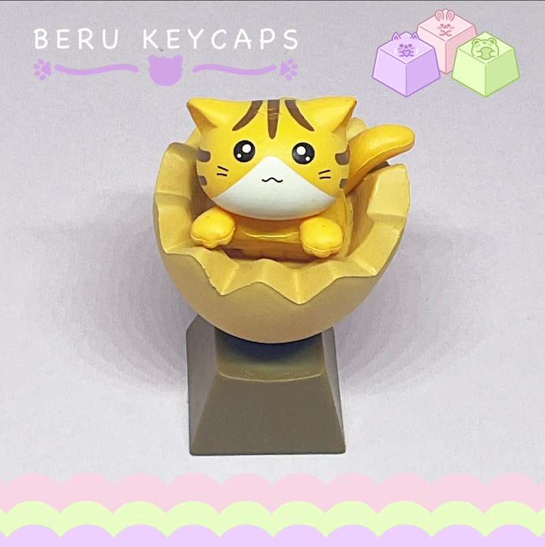 Custom Artisan Cats on Egg Brown Resin Keycaps for Mechanical Keyboard ...