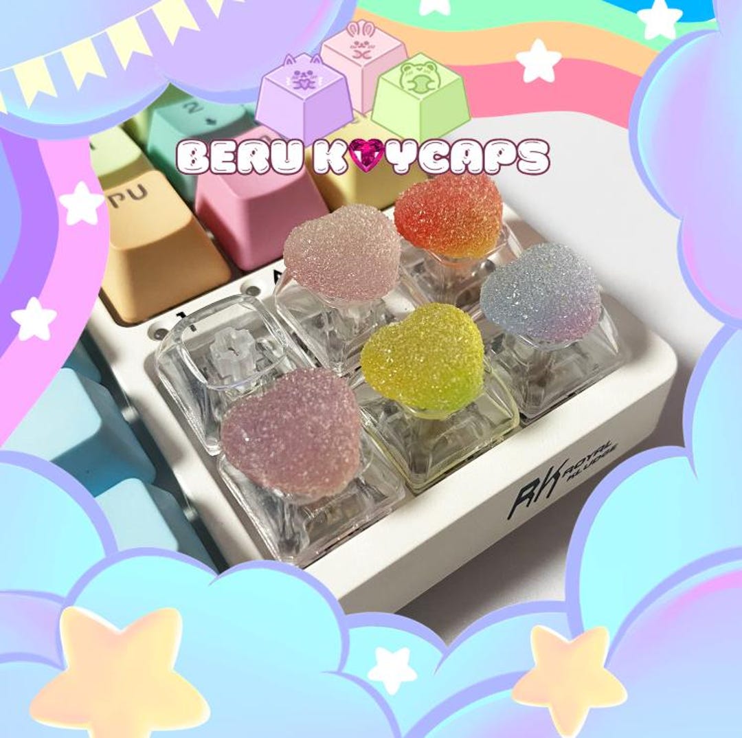 Custom Artisan Heart Jelly Resin Keycaps for Mechanical Keyboard Cute ...