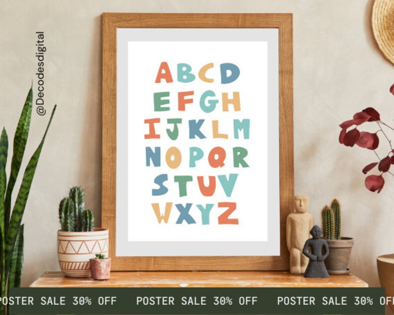 Rainbow Alphabet Poster, ABC Poster, Home Wall Decor, Educational ...