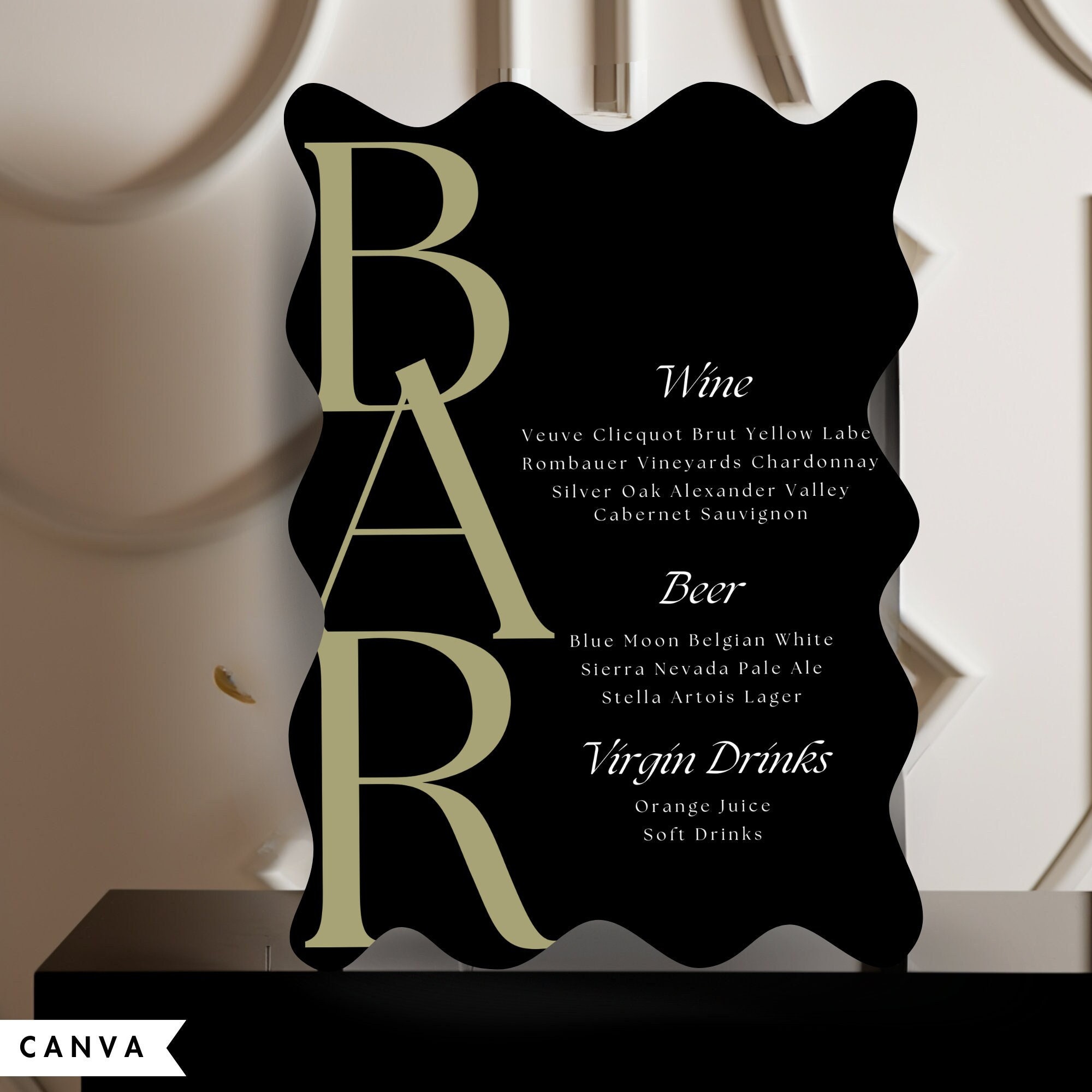 Digital Wedding Signature Drink Board Black White Sage Wedding Bar Menu ...