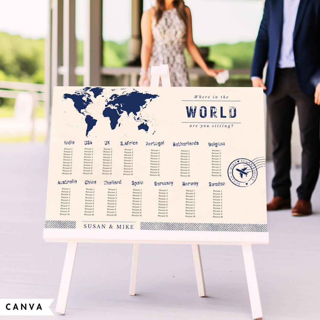 Destination Wedding Seating Chart Template Passport Style - Etsy