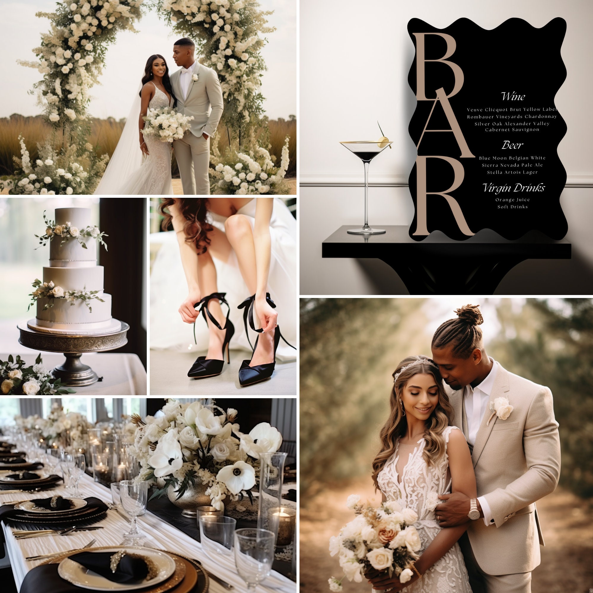 Digital Wedding Signature Drink Board Black White Sage Wedding Bar Menu ...