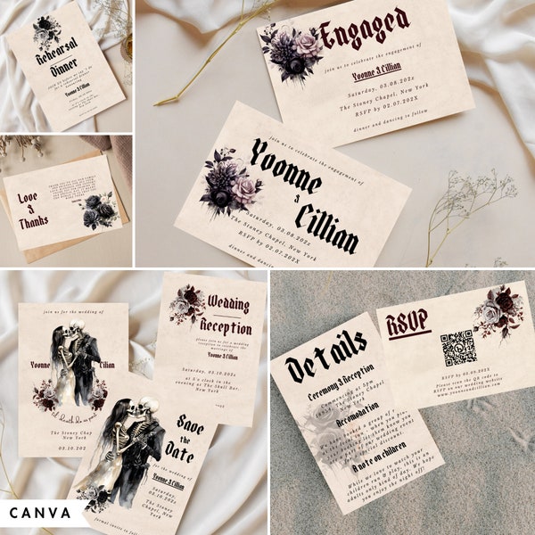 Goth Wedding Invitation With Rsvp - Etsy