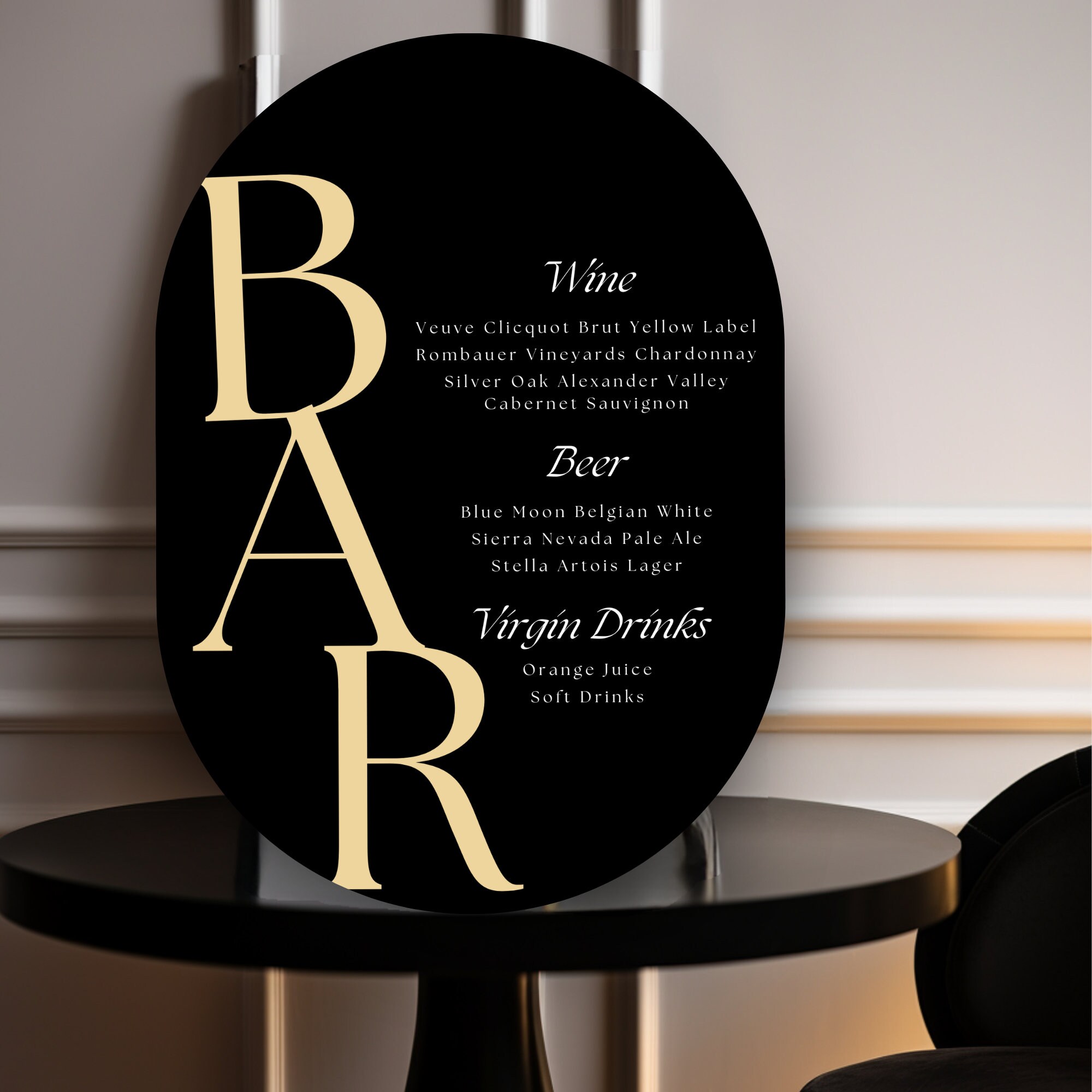 Digital Wedding Signature Drink Board Black White Sage Wedding Bar Menu ...