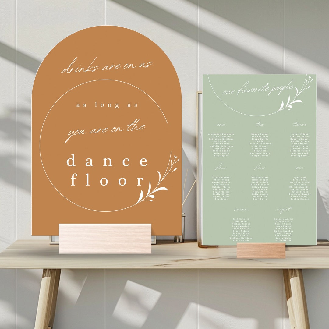 Wedding Seating Chart Minimalist Modern Invitation Sage Seat Sign White ...