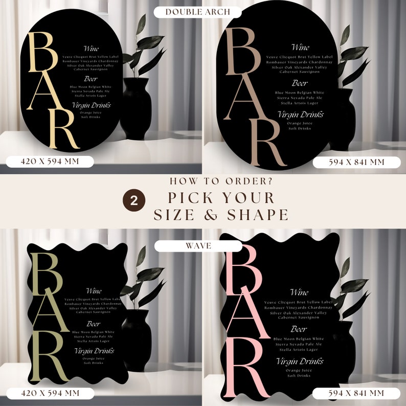 Digital Wedding Signature Drink Board Black White Sage Wedding Bar Menu ...