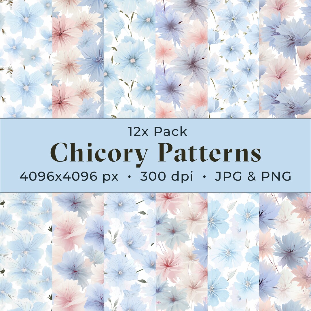 Chicory Flowers Boho Digital Pattern Seamless Design Spring Pink ...