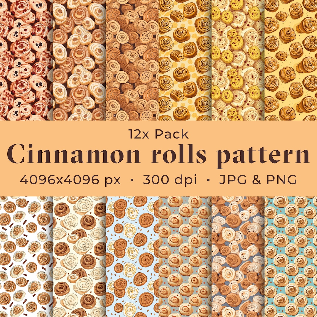 12 Cinnamon Roll Patterns Bakery Dessert Seamless Design Printable ...