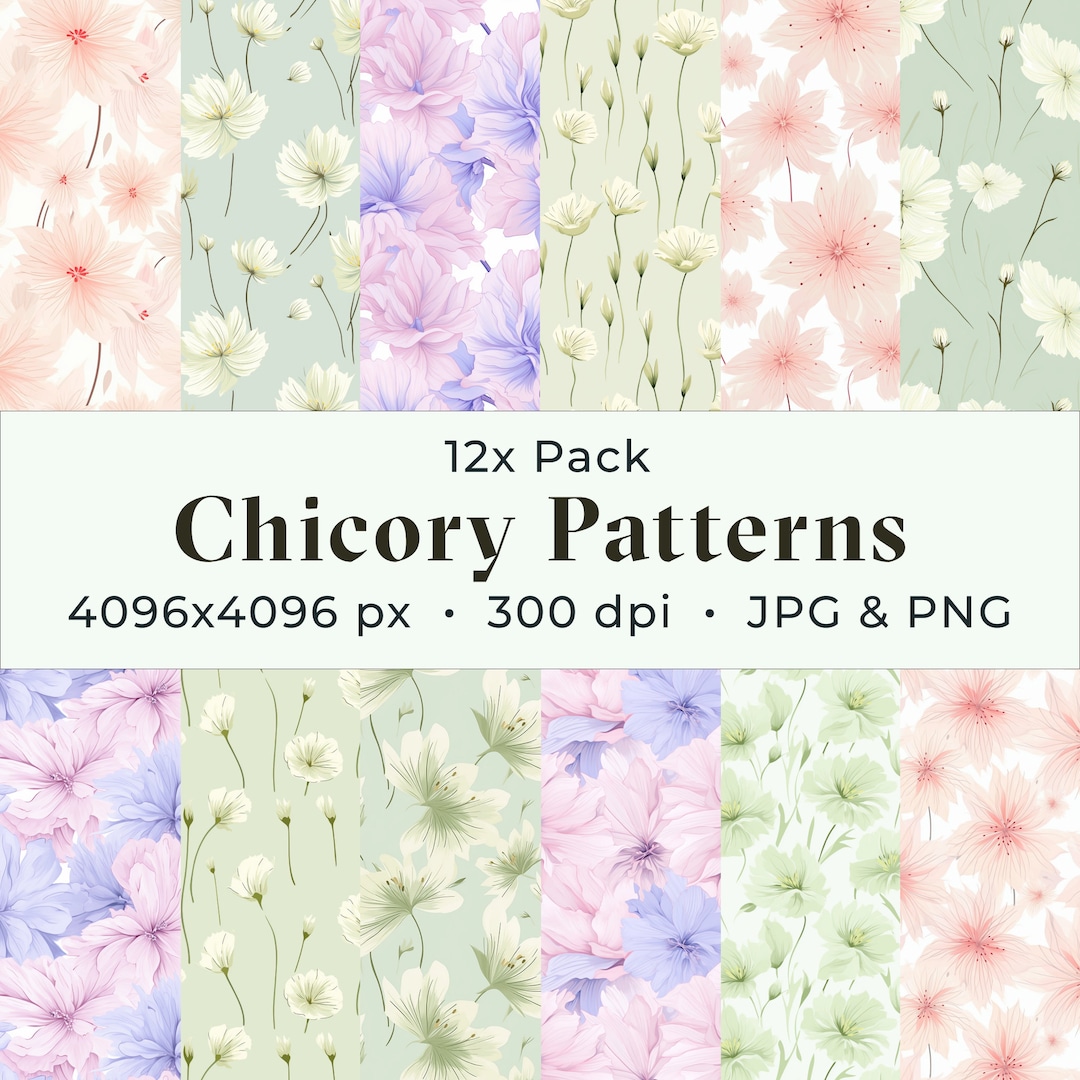 Chicory Flowers Boho Digital Pattern Seamless Design Spring Pink ...